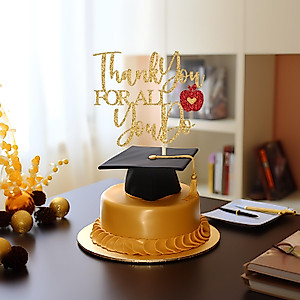 Thank You for All You Do Cake Topper, We Appreciate You Decorations, Teacher/Nurse/Doctor Appreciation Graduation Party Decorations, Gold Glitter