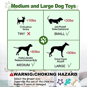 3 Pack Dog Chew Toys for Aggressive Chewers,Indestructible Dog Toys with Natural Rubber,Bamboo Fiber for Powerful Chewers for Medium,Large Breeds to Keep Pup Entertained(Large)