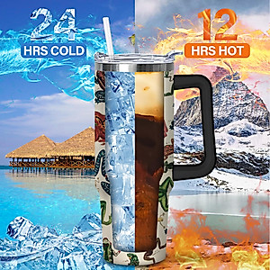 Puhnhsv 30 oz Insulated Stainless Frog Tumbler with Handle and Straw, 30oz Coffee Travel Mugs Cup Water Bottle Frog Lovers Gifts for Women Girls