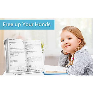 Honagu Book Stand Metal Desk Book Holder, Book Holders for Reading Hands Free, Adjustable Cookbook Documents Holder, Portable Bookstand for Music Books, Textbook, Recipe,Tablet, Ipad (White)