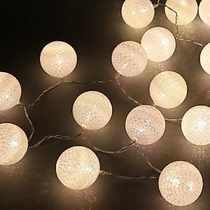 Indoor LED Fairy Lights, Battery Powered Warm White Decoration Cotton Ball Night light For Party Wedding Garden Home Patio Lawn Kids Bedroom Holiday Valentine's Day Decor Garden School kindergarten de