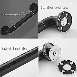 RTXUGMM Safety Grab Bar,Stainless Steel Grab Bar Bathtub, Bathroom Support Safety Rail Nylon Outer Tube Elderly Disabled Shower Assist Support Handle Toilet Kitchen Stairway/Black/58Cm