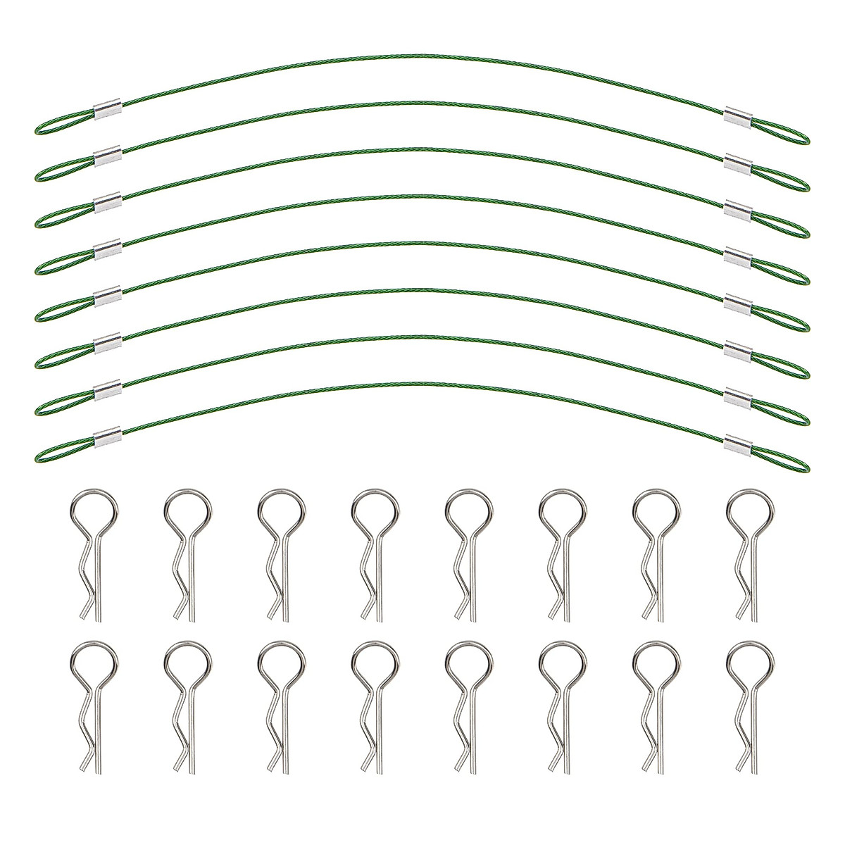 8Pack ShareGoo Metal Clip R Pin Rod with Steel Anti-Lost Rope RC Body Shell Clip Wire Compatible with 1/8 1/10 Traxxas HSP Arrma Axial Redcat RC Car Truck Crawler (Green)