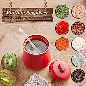 DAYYET Sugar Bowl with Lid and Spoon, 12 oz Ceramic Sugar Bowl with Spoon, Sugar Container for Coffee Bar, Sugar Jar Sugar Dispenser Bowl, Red Kitchen Decor and Accessories