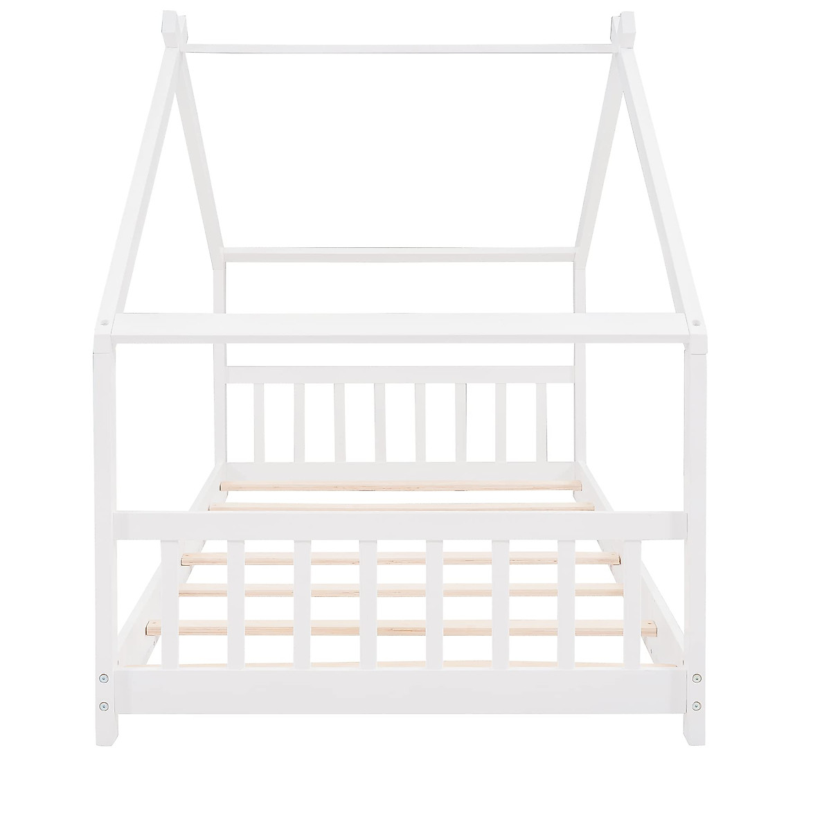 Harper & Bright Designs Kids House Beds Twin, Wooden Montessori Bed, Kids Twin House Bed with Headboard & Footboard, Twin Bed Frame for Kids Boys Girls Teens, No Box Spring Need (Twin, White)