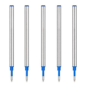 HeTaoCat Gel Rollerball Pen Refills, Roller Ball Fine Point 0.5mm, Black Ink Refill Pack of 5 - Replaceable Ballpoint Pen Refills Medium Point (Blue)