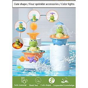 Bath Toys, Light Up Baby Pool Toy with LED Light Crocodile Spray Water Toy, Floating Wind Up Toys for 1 Year Old Boy Girl, New Born Baby Bathtub Water Toys, Preschool Toddler Pool Toys (Crocodile)