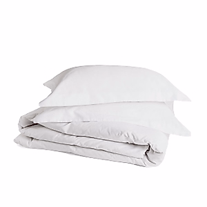 Peru Pima, Duvet Cover Set with 3 Pieces, 285 Thread Count Percale, 100% Peruvian Pima Cotton, Full/Queen Size, White Solid Color