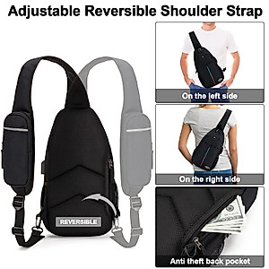 Lumesner Sling Bag Crossbody Sling Backpack with USB Charging Port,Water Resistant Shoulder Bag for Men Women,Lightweight One Strap Backpack Chest bag for Hiking,Cycling,Biking