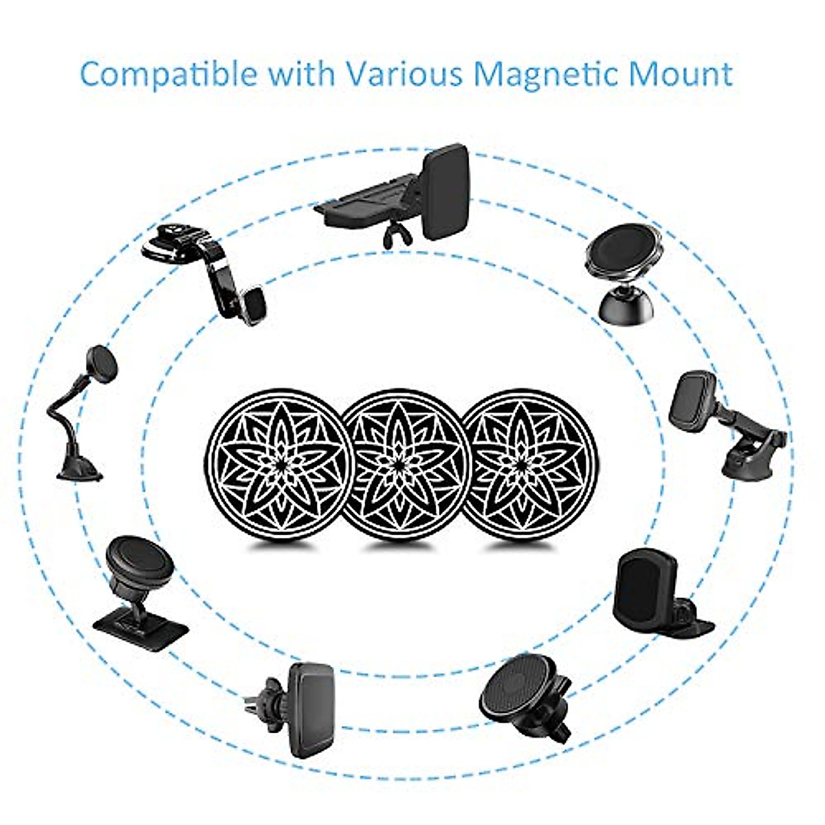 GLAREE Mount Metal Plate 5 Pack, Universal Metal Disc Replacement with Strong Adhesive for Magnetic Cell Phone Car Mount GPS Holder 5 Round