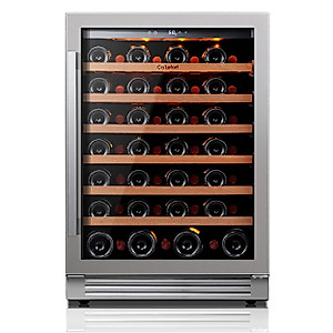 Ca'Lefort 24 Inch Wine Fridge, 54 Bottle Wine Cooler Refrigerator, 40-65°F Wine Refrigerator Glass Door, 3 LED Wine Fridge, Built-in or Freestanding Wine Fridge for Home/Bar/Kitchen (5.65 cu.ft)