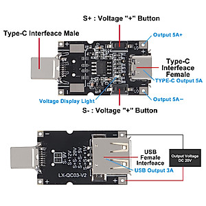 5Pcs 100W 5A USB Type-C Decoy Trigger Board 5V 9V 12V 15V 20V Output QC PD 2.0/3.0 Trigger Adapter Cable Connection Polling Detector