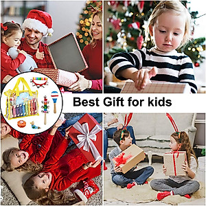 Toys for Toddlers, 25 Pcs Wooden Musical Percussion Instruments, Preschool Educational Learning Tambourine Xylophone Toys for Toddlers Kids Children with Storage