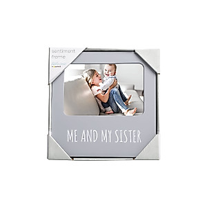 Little Pear Me and My Sister Photo Frame, Sibling Keepsake Picture Frame, Baby Girl Or Baby Boy Nursery Décor, 4x6 Photo Insert, Tabletop Picture Frame, Gray