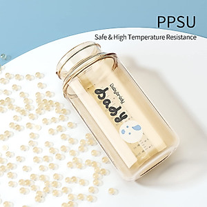 FLYBABY PPSU Sippy Cup with Handles for Toddlers, Weighted Straw Cups Spill Proof, Water Bottle for Kids 1 Year+, 10 Ounce Light Blue