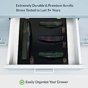 Acrylic Ziplock Bag Storage Organizer - Fits Quart Sized Bags, Opens for Easy Access, Durable Materials Tested to Last 3+ Years - Ziploc Bag Organizer for Drawer, Sandwich Bag Organizer