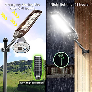 Solar Street Lights 3200 W 2 Packs LED Solar Street Lights Outdoor IP66 Waterproof 227,000 LM 7000 K Street Light Dusk to Dawn Solar Power Lights with Motion Sensor and Remote Control for Parking Lot