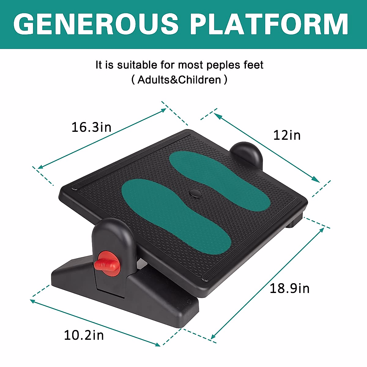 Prodigen Upgrade Adjustable Under Desk Footrest Ergonomic Foot Rest with Removable Sponge Cushion for Home, Office, Four Seasons, Tilt Angle Adjustment Non-Skid Massage Surface Comfort