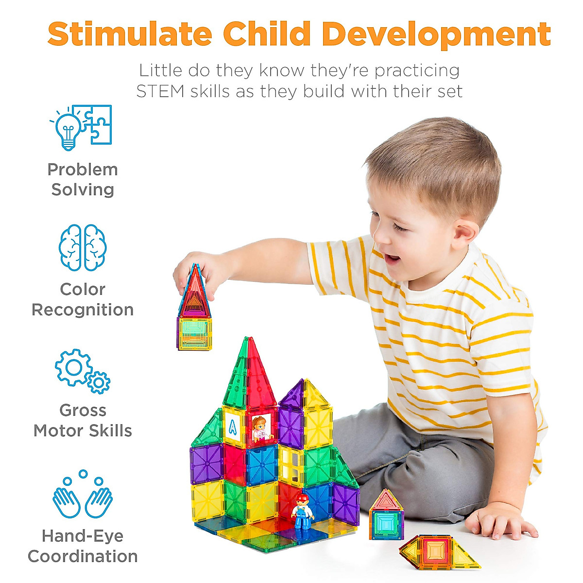 Best Choice Products 265-Piece Kids Colorful Magnetic Tiles Set 3D Construction Magnet Building Blocks Educational STEM Toy