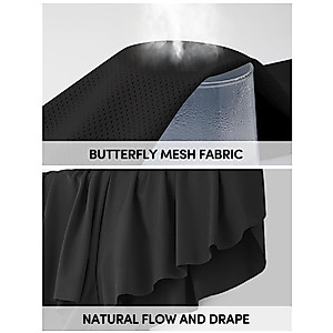 IUGA Athletic Shorts for Women Butterfly Shorts High Waisted Flowy Running Shorts 2 in 1 Crossover Preppy Clothes Skorts Black