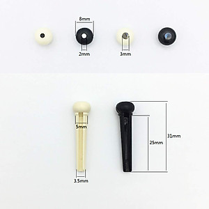 24pcs Acoustic Guitar Bridge Pins Pegs with 1pc Bridge Pin Puller Remover, Ivory & Black-Jinlop