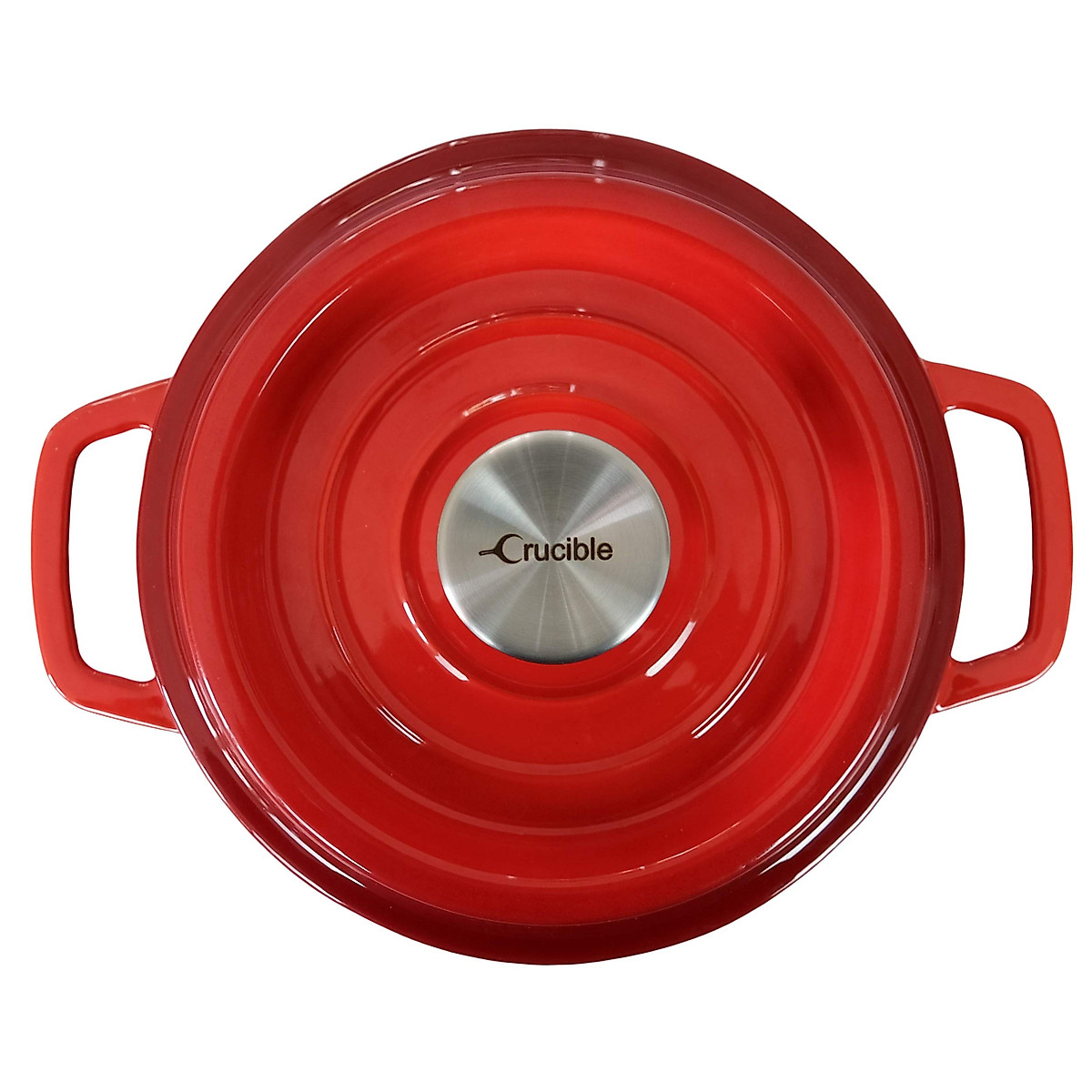 Enameled Cast Iron Dutch Oven Pot (7.87" / 20 cm diameter), Cocotte with Dual Handle and Cover Casserole Dish - Round Red