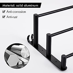 KES 3-Tier Black Towel Bar 16 Inch Bathroom Towel Rack Towel Holder Rustproof Towel Hanger Slipper Rack with 2 Hooks Wall Mount, BTH400S40DG-BK