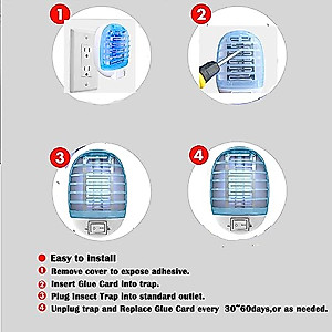 Indoor Bug Zappers, Electronic Insect Killer Fly Insect Trap Plug-in Mosquitoes Killer Mosquito Zapper with Blue Lights for Living Room,Kitchen,Bedroom,Baby Room,Office (5packs)