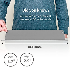 BLUE GINKGO Sink Splash Guard - (Upgraded Design) Premium Silicone Water Splash Guard for Sink | Kitchen Island Sink Backsplash Guard (18.9 x 2.9 Inch) - Gray