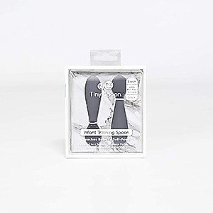 ezpz Tiny Spoon (2 Pack in Gray) - 100% Silicone Spoons for Baby Led Weaning + Purees - Designed by a Pediatric Feeding Specialist - 6 months+