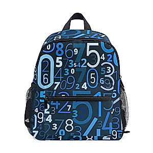 NFMILI (Blue Numbers Kid's Toddler Backpack for Boys Girls Cute Schoolbag Lightweight Bag with Chest Clip