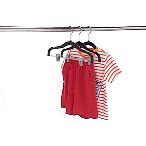 Quality Kids Children's Plastic Non Velvet Non-Flocked Thin Compact Shirt and Skirt/Pant Bundle Coat Hangers with Metal Clips for Skirts Pants Blouses 360° Swivel Hook, Jacket, Shirt, Pants,
