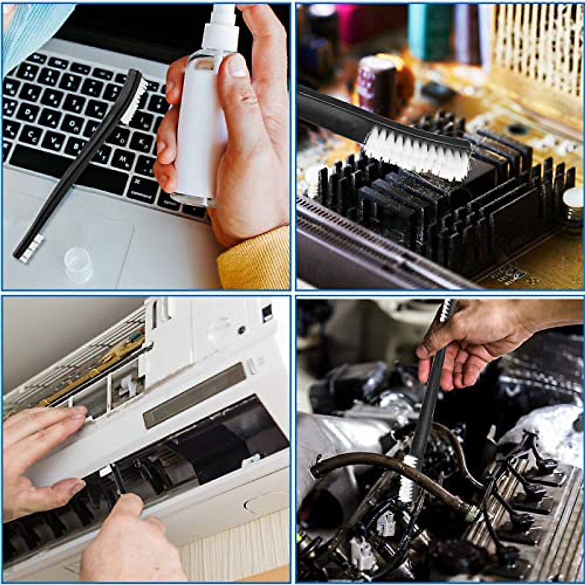 9Pcs Small Cleaning Brushes Set,Double-Ended Nylon Detailing Crevice Brushes 7Inch All Purpose Cleaning Brush Stiff Bristles Brushes for Kitchen, Sink,Bathroom, Gaps, Corner, Tight Small Space