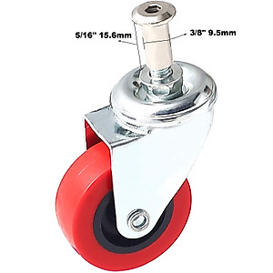 Heavy-Duty 2.5" Swivel Caster Wheels for Creeper, Cart, Stool - Post Mount