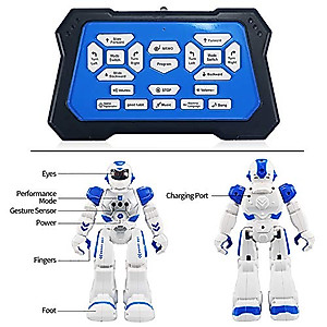 Sikaye RC Robot for Kids Intelligent Programmable Robot with Infrared Controller Toys, Dancing, Singing, Led Eyes, Gesture Sensing Robot Kit, Blue