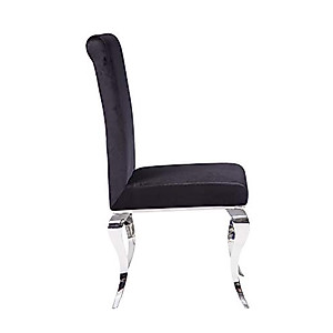 ACME Fabiola Side Chair (Set-2) - - Fabric & Stainless Steel