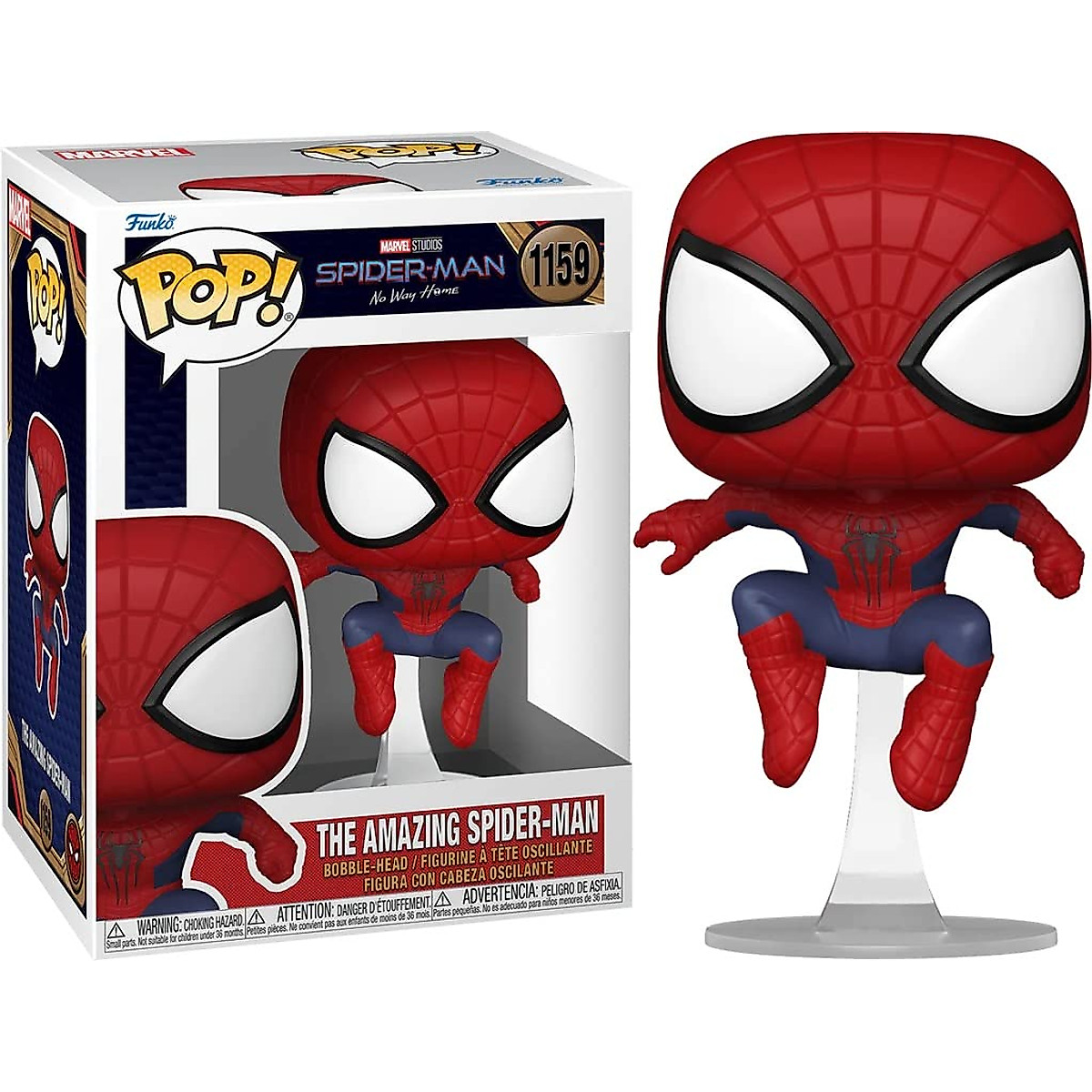 POP Marvel: Spider-Man: No Way Home - The Amazing Spider-Man Funko Vinyl Figure (Bundled with Compatible Box Protector Case), Multicolor, 3.75 inches