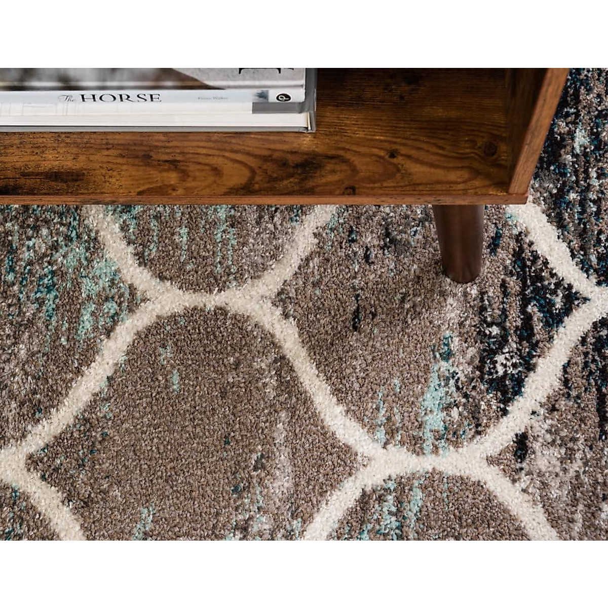 Unique Loom Trellis Frieze Collection Area Rug - Rounded (8' x 10', Blue Multi/ Ivory)