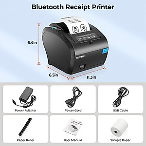 MUNBYN Bluetooth Thermal Receipt Printer P047, 80mm POS Printer, Thermal Printer with USB Serial Ethernet, Bluetooth, Support Android Windows PC Ubereats Do Not Support Paypal Doordash Grubhub(Black)