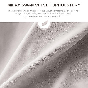 Asday Beige Dining Chairs Set of 2, Beige Velvet with Sliver Polished Metal Legs Dining Room Chiars, Upholstered Kitchen Chairfor Living Room, Dinning Room, Office(Set of 2)