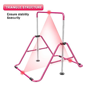 RINREA Gymnastic Bars for Kids with Adjustable Height, Folding Gymnastic Training Kip Bar, Junior Expandable Horizontal Monkey Bar for Home