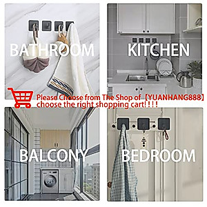 3m Hooks Heavy Duty Strong Adhesive Wall Hooks Command Hooks for Hanging Heavy Duty Towels Hangers 6 Pack Black Robe Hook for Bathroom Kitchen Clothes Sticky Hooks (Black,6 Pack)