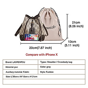 LAORENTOU PVC Vegan Leather Small Crossbody Bag for Women, Ladies Bucket Bags Crossbody Shoulder Bag Checkered Purse for Women (04 Off-white)