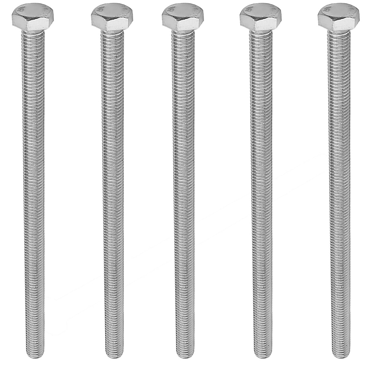 MroMax 5Pcs M8 x 150mm Hex Head Screws Bolts, 304 Stainless Steel 18-8, Fully Threaded, External Hex Drive, for Mounting Chair, Handles, Rail, Pump, Wheels, Antenna Parts, Boat and Plastic Bumpers