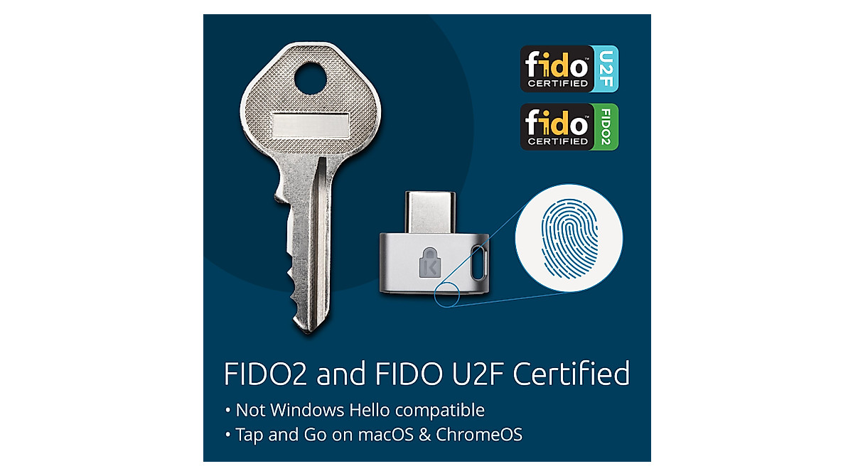 Kensington FIDO2 USB-C Security Key - Passwordless & Multi-Factor ...
