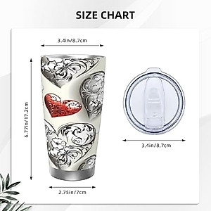 AYCZN Heart 20 OZ Tumbler Stainless Steel Travel Coffee Mug, Romantic Insulated Water Bottle with Lid and 2 StrawsLeakproof Thermal Cup