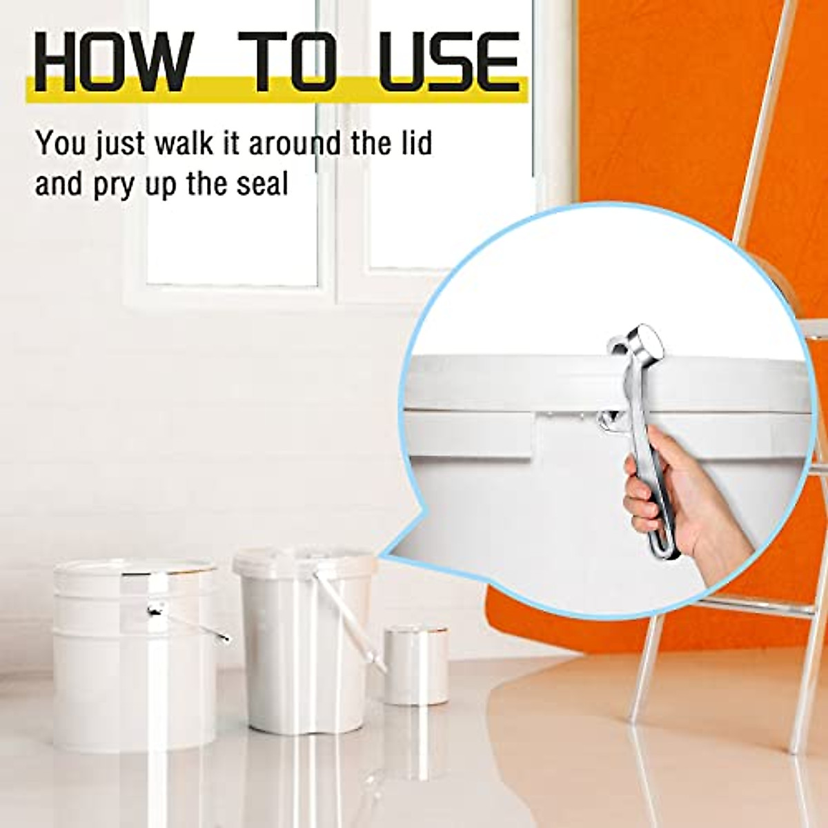 Romooa Aluminum Bucket Opener 5 Gallon Pail Opener Silver Buckets Lid Wrench Metal Can Opener Lid Remover Tool for Home Industrial Use (1 Piece), 21 cm