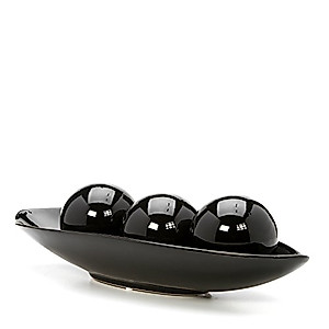Hosley Decorative Bowl and Orb Set. Ideal Gift for Weddings Special Occasions and for Decorative Centerpiece in Your Living Dining Room (Black)