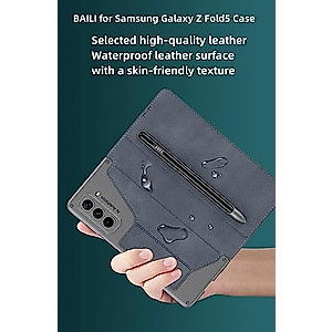 BAILI Galaxy Z Fold 5 Case with S Pen Slot,Galaxy Z Fold5 Flip Holster with HD Screen Film and Attached Card Slot,Instantly Converts Into Phone Bracket Cover for Samsung Z Fold 5-Carbon Fiber Black