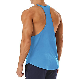 ROWILUX Men's Workout Quick Dry Soft Gym Bodybuilding Stringer Tank Tops (Sky Blue, L)